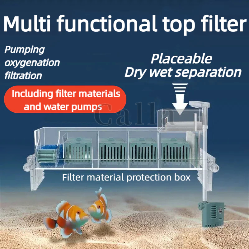 Aquarium filter oxygen pump fish tank filter external hanging water ...