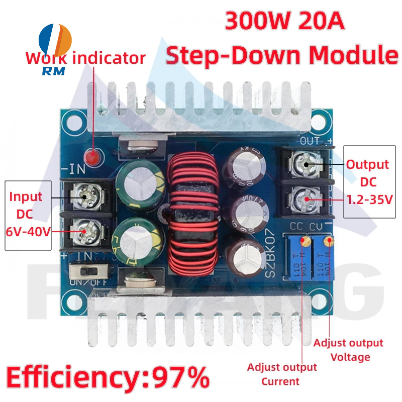 300W 20A DC-DC Buck Converter Step Down Module Constant Current LED ...