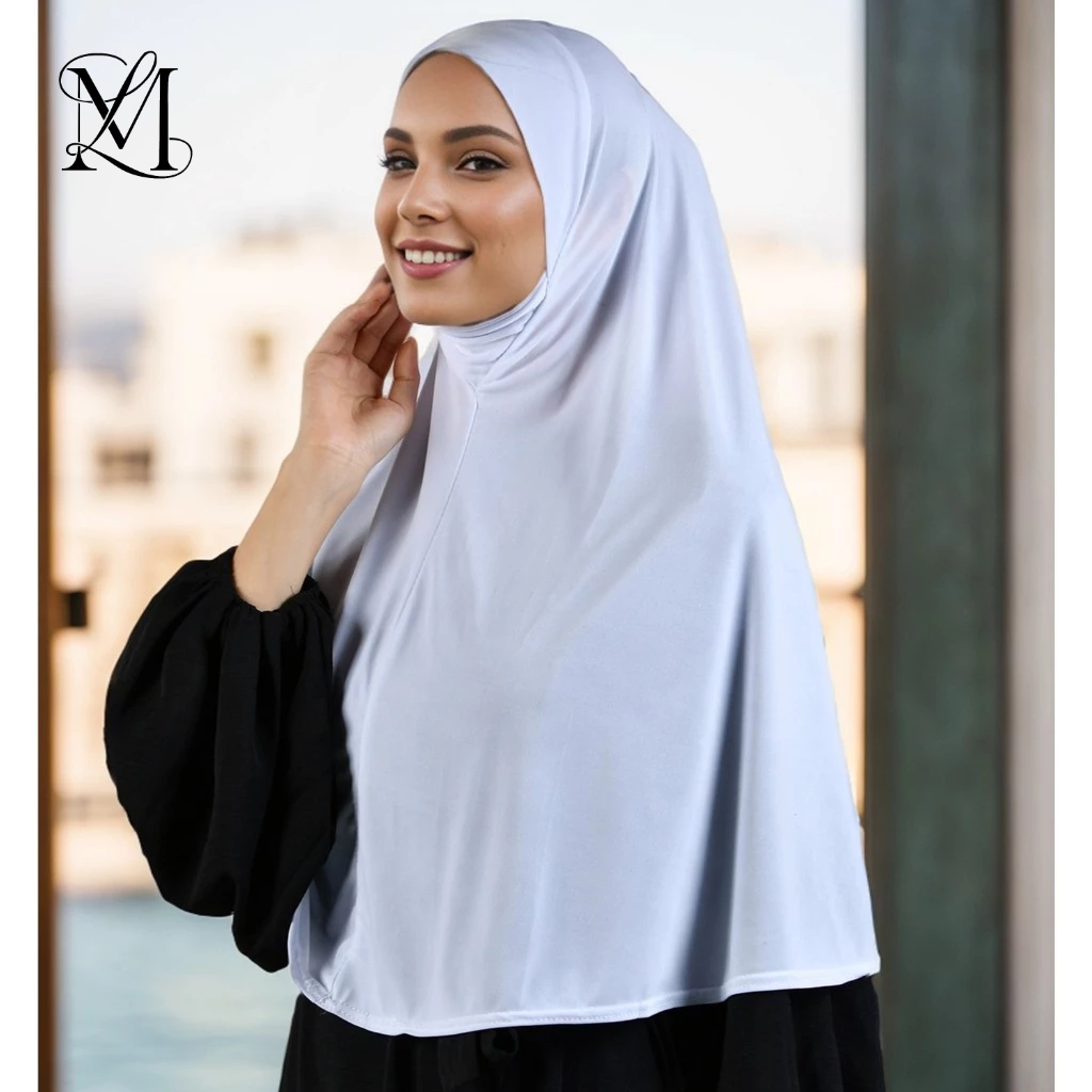 LOVOSME Solid Color Big Size Elastic Inner Hijab Cotton Voile Muslim ...