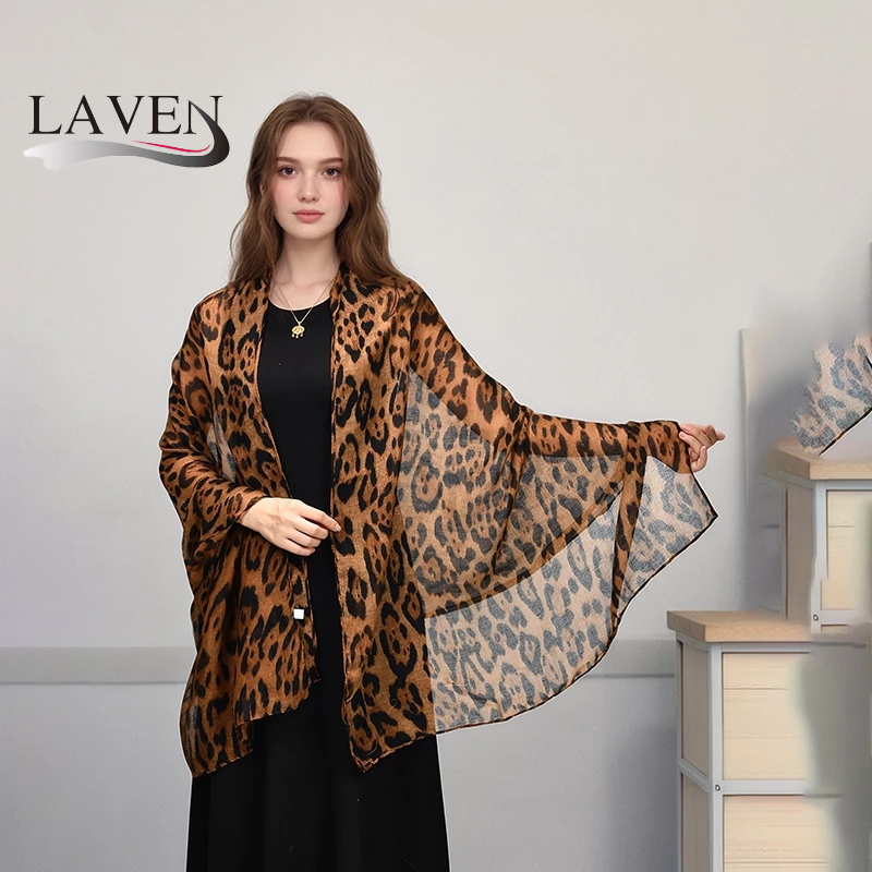 LAVEN Fashion Comfortable Hijab Scarf Leopard Print Printed Scarves ...