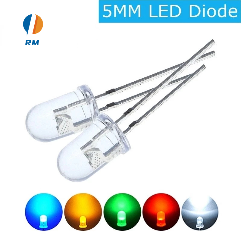 100pcs 5mm LED Light Emitting Diode Kit Warm white Red Blue Green UV ...
