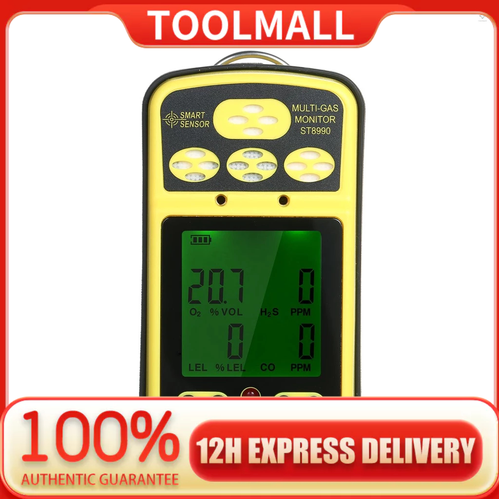 TMP SMART SENSOR ST8990 Multi Gas Monitor Rechargeable 4 in 1 O₂ LEL CO ...