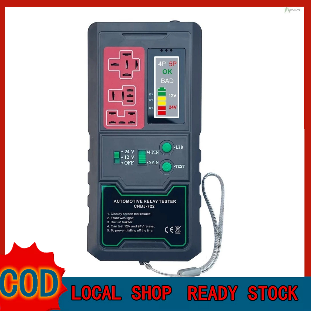 12V 24V Automotive Electronic Relay Tester Car Battery Checker LED ...