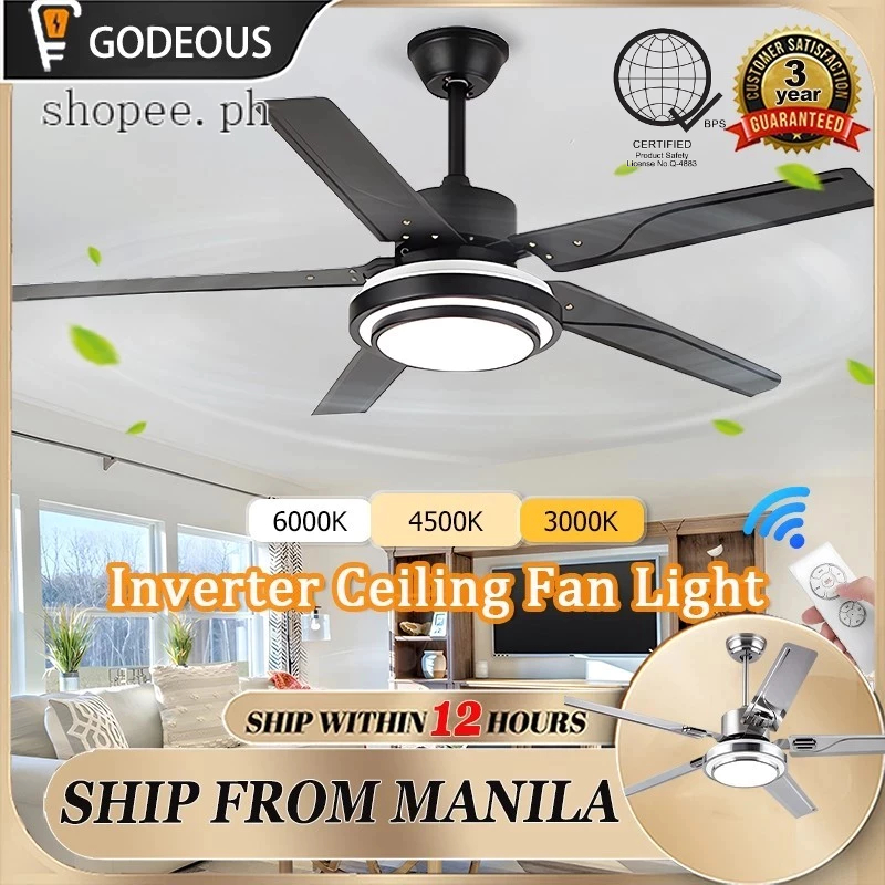 GOGEOUS Nordic Ceiling Fan With Light With Remote 3 Colors Dimming ...