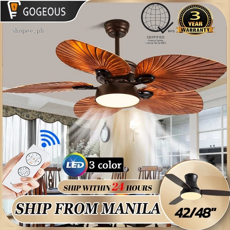 Gogeous 52inch Ceiling Fan With Light Remote Control 5 Blades Nordic ...