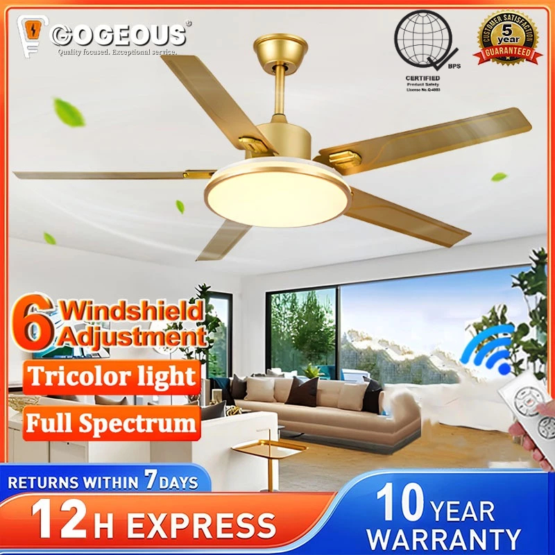 Gogeous ceiling fan stainless steel nordic celling fans big size with ...