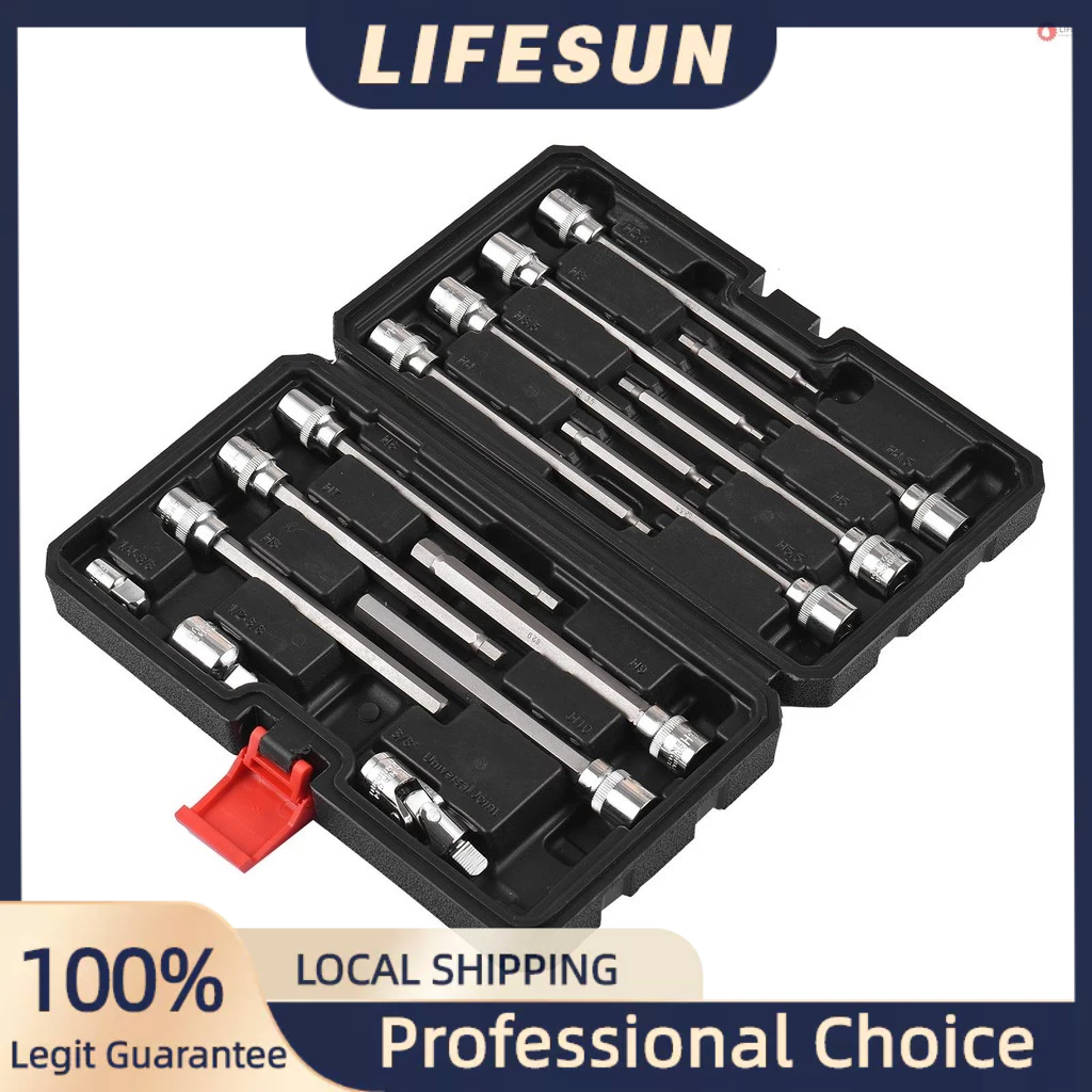 15PCS 3/8” Drive Metric Extra Long Allen Hex Bit Socket Set | 12 Pieces ...