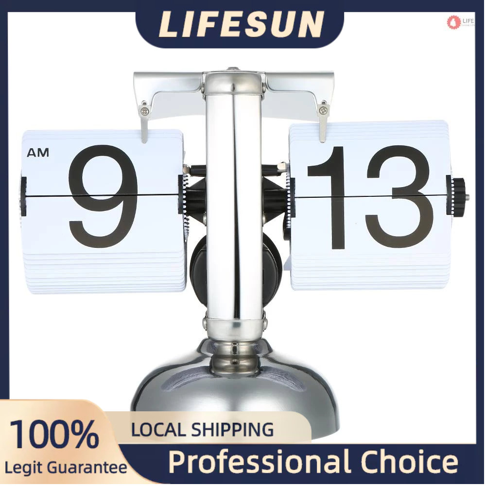 [COD&Ready] Small Scale Table Clock Retro Flip Over Clock Stainless ...