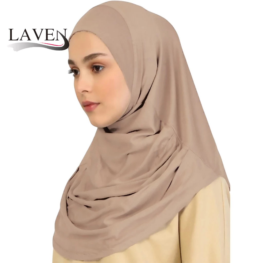 LAVEN Big Size Elastic Crinkle Inner Hijab Women Crystal Linen Instant ...