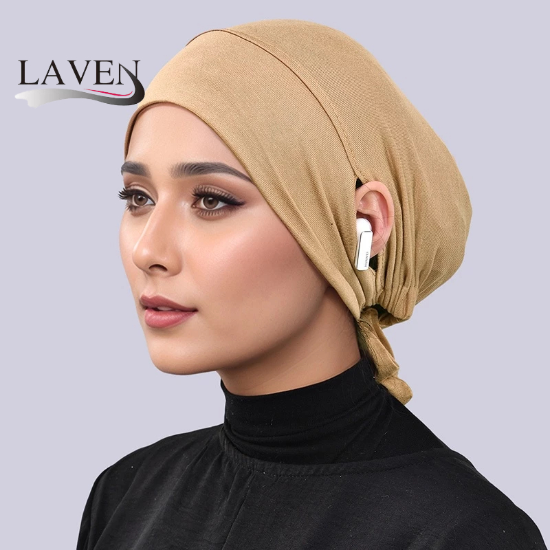 LAVEN Premium Ear Holes Inner Hijab Elastic Adjustable Soft Cotton ...