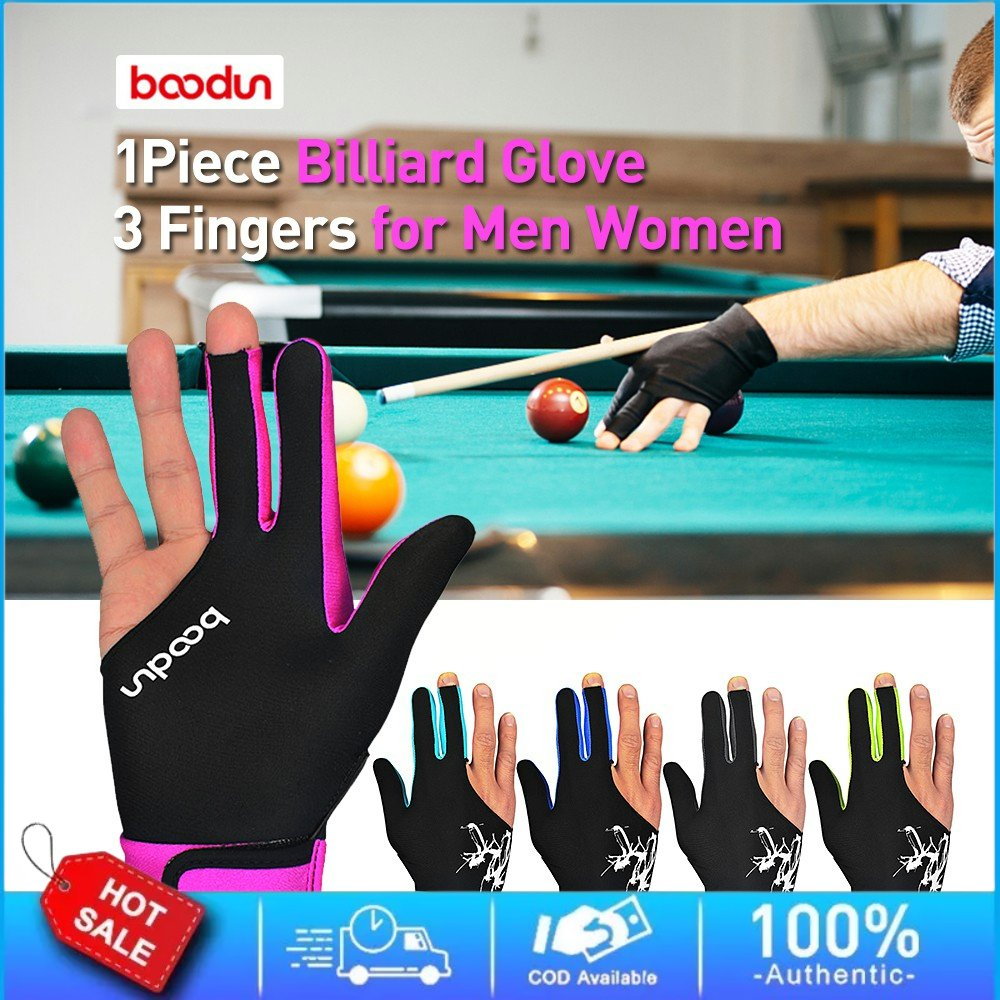 BOODUN 1Piece Billiard Glove 3 Fingers Cue Sports Glove Men Women Billiard Shooters Right Left ...