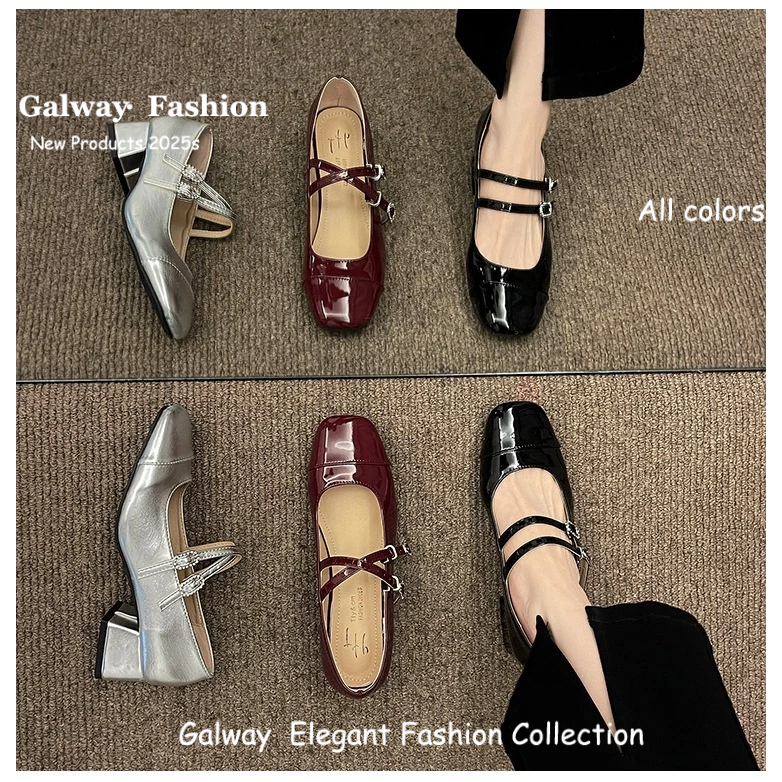 (with box)Galway Red Christmas Mary Jane Shoes for Women with 6cm Block ...