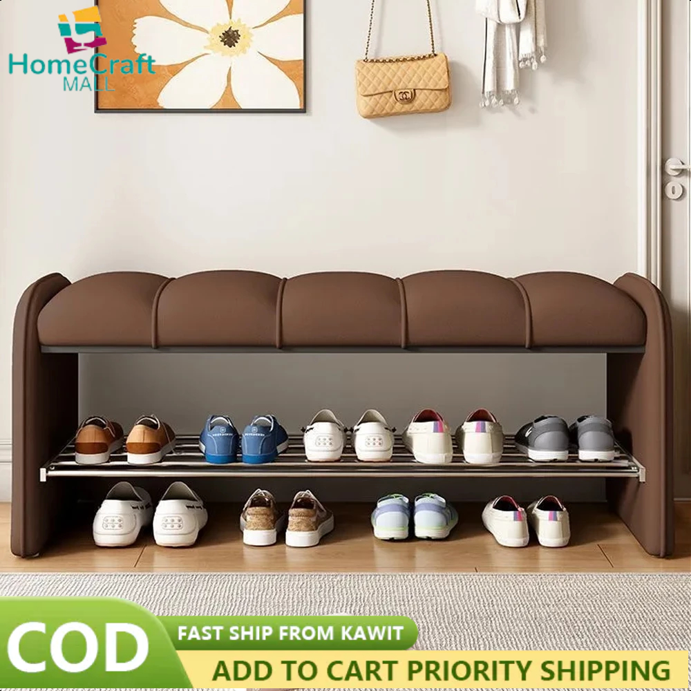 2 Layers Shoe Stool Cabinet Shoe Rack Stool Storage Modern Storage ...