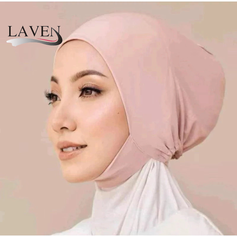 LAVEN Solid Color Milk Silk Inner Hijab Muslim Tudung Elastic Inner ...