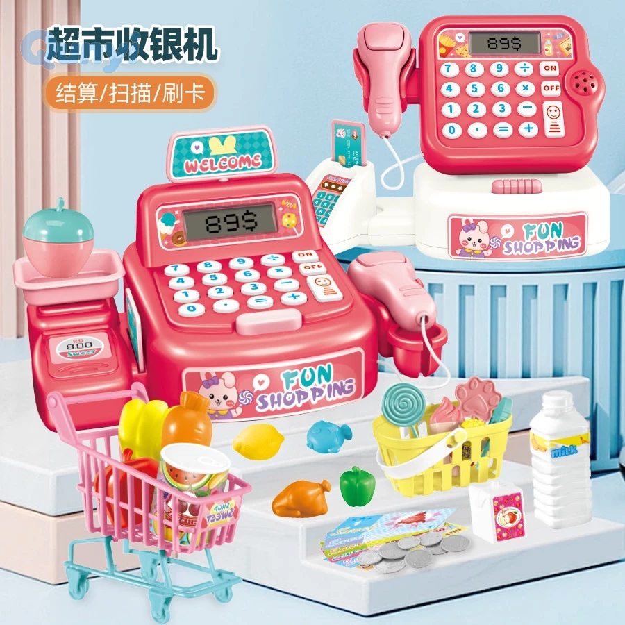 Kids Cash Register Toys, Early Learning, Large Capacity Shopping Cart ...
