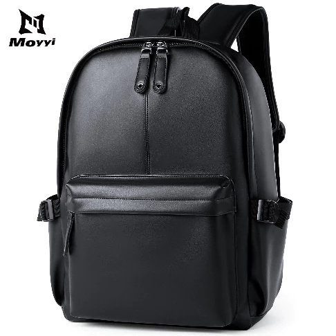 MOYYI Leather Laptop Backack For Men Classic Water-Resistant Purse Airplane Travel Backpacks ...