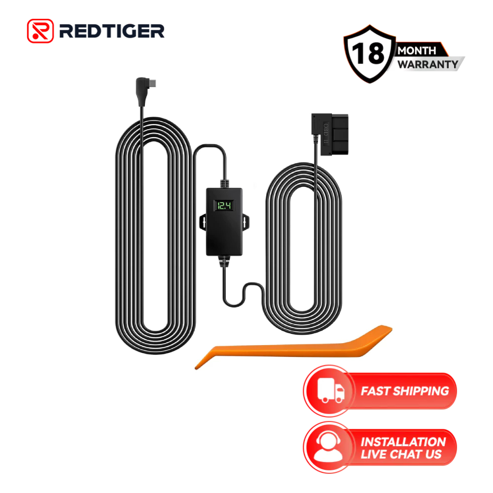 REDTIGER Dash Cam OBD Hardwire Kit Power Cable Type USB C Port,10FT 12V ...
