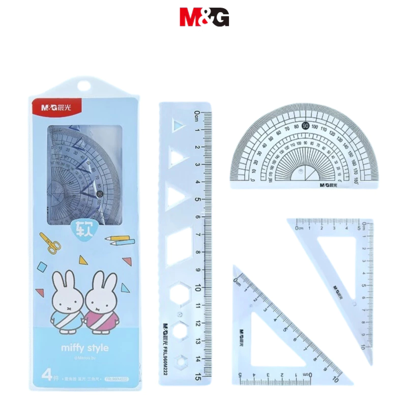 M&G Miffy Soft Ruler Set Multi-Function Measuring Tool Triangular Plate ...