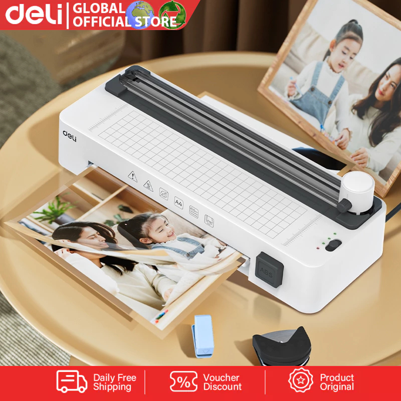 Deli 5-in-1 Laminator Multifunctional A4 Laminating Machine Puncher ...