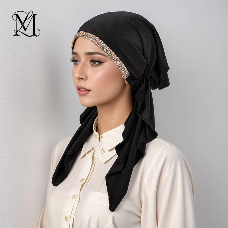 LOVOSME Arched Diamond Inner Hijab Women Instant Hijab Double Tail ...