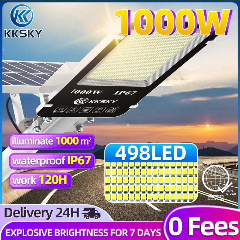 KKSKY 500 Watts Outdoor Lighting solar led flood lights heavy duty with ...