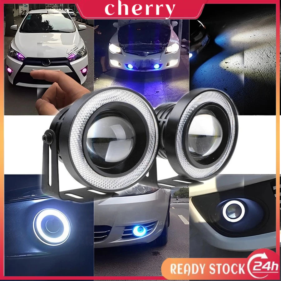 2pcs 3.5 inch Car COB LED Angel Eyes Fog Light Ring Lens Projector Halo Ring Fog Lamp | Shopee ...