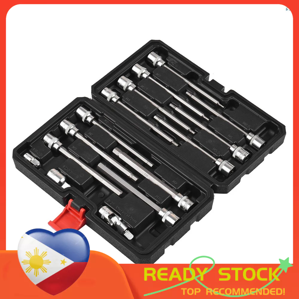 15PCS 3/8” Drive Metric Extra Long Allen Hex Bit Socket Set | 12 Pieces ...