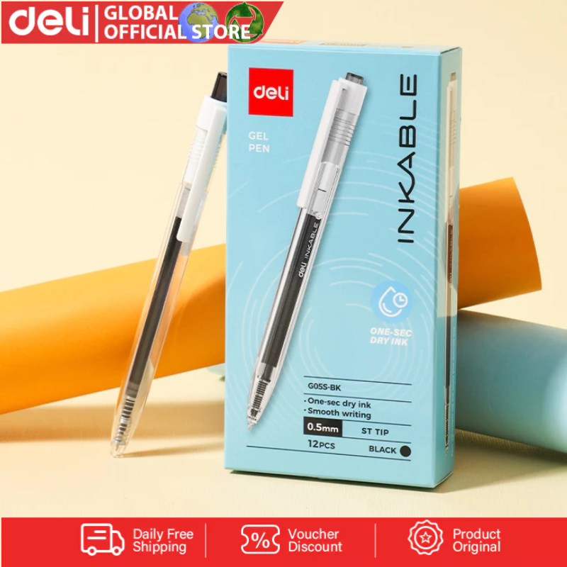 Deli 0.5mm Instant Dry Press Regular Gel Pen ST Tip EG05S Stationery ...