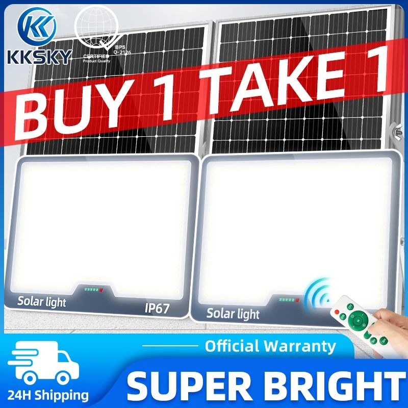 KKSKY 10000 Watts Solar Light Buy 1 Take 1 with Solar Panel Heavy Duty ...