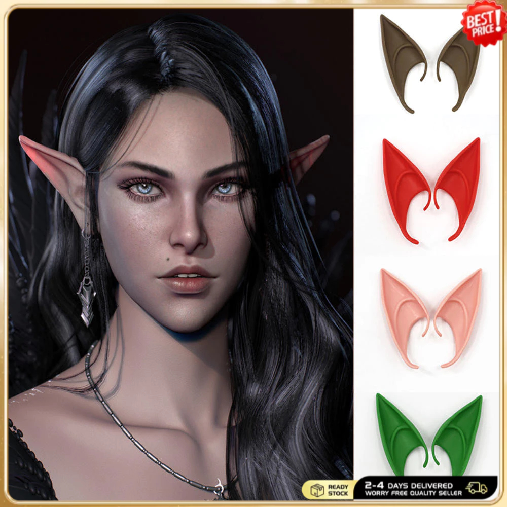 1 Pairs Elf Ears Cosplay Fairy Pixie Ears Soft Pointed Elven Ear Anime ...