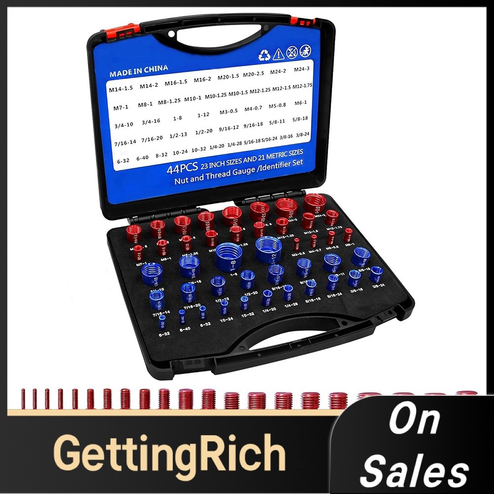 [NTW]44-Piece Nut and Bolt Thread Gauge Set for Accurate SAE and Metric ...