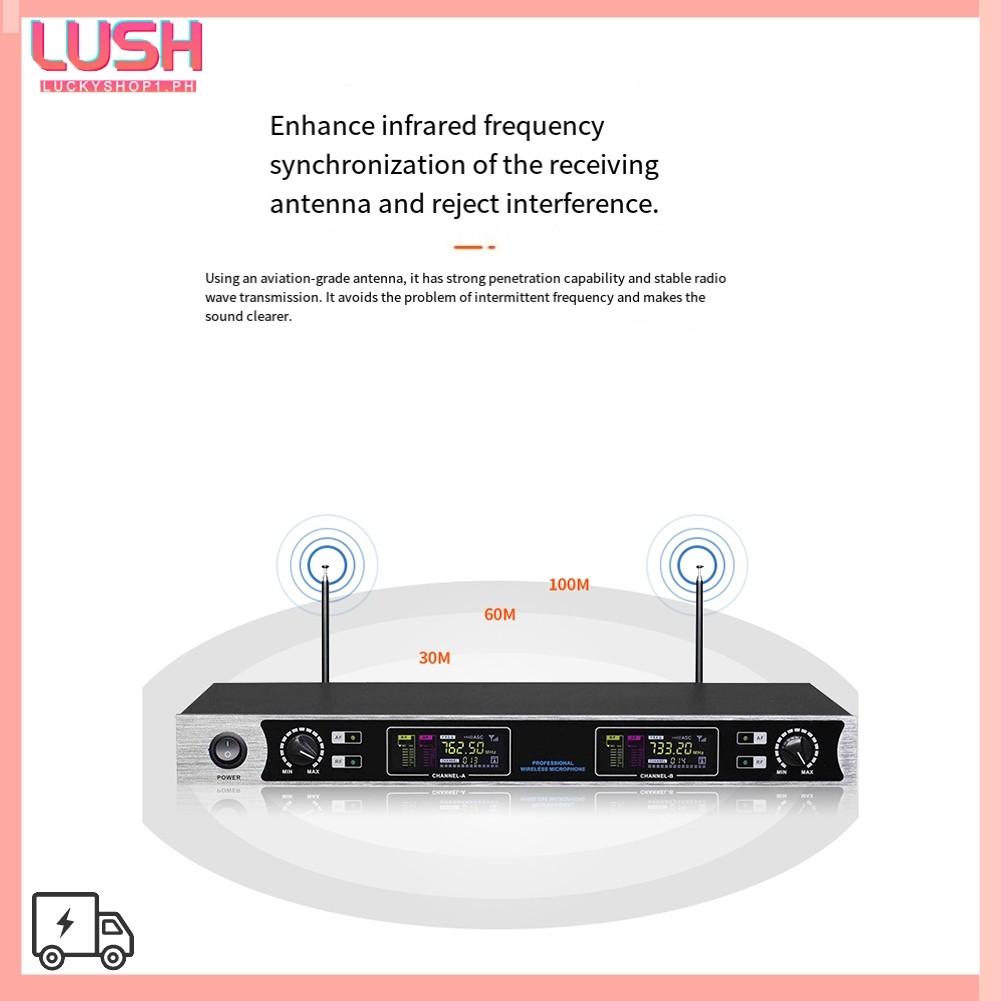 [LUSH] Dual Wireless Conference Microphone System: UHF 2 Channels for ...