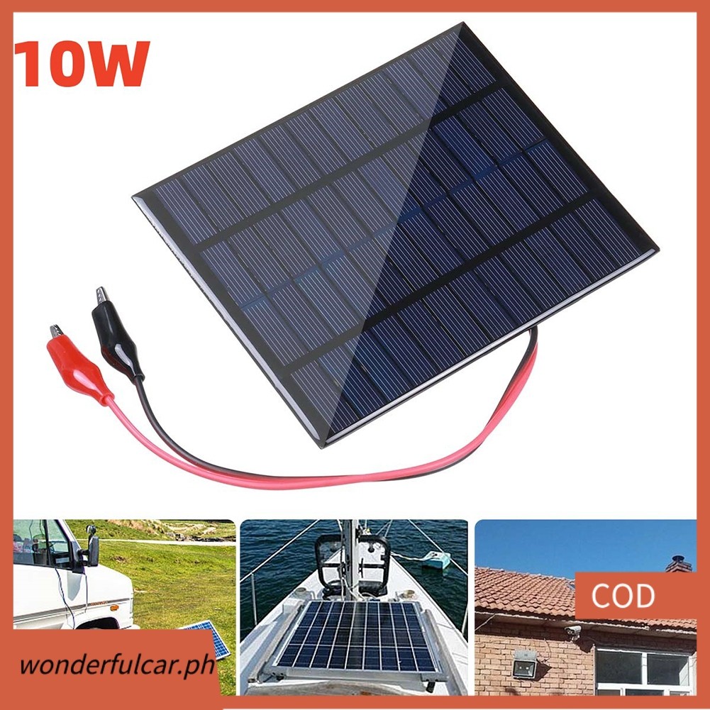 [COD] 10W 12V Outdoor Portable Solar Panel with Clip for 9-12V Battery ...