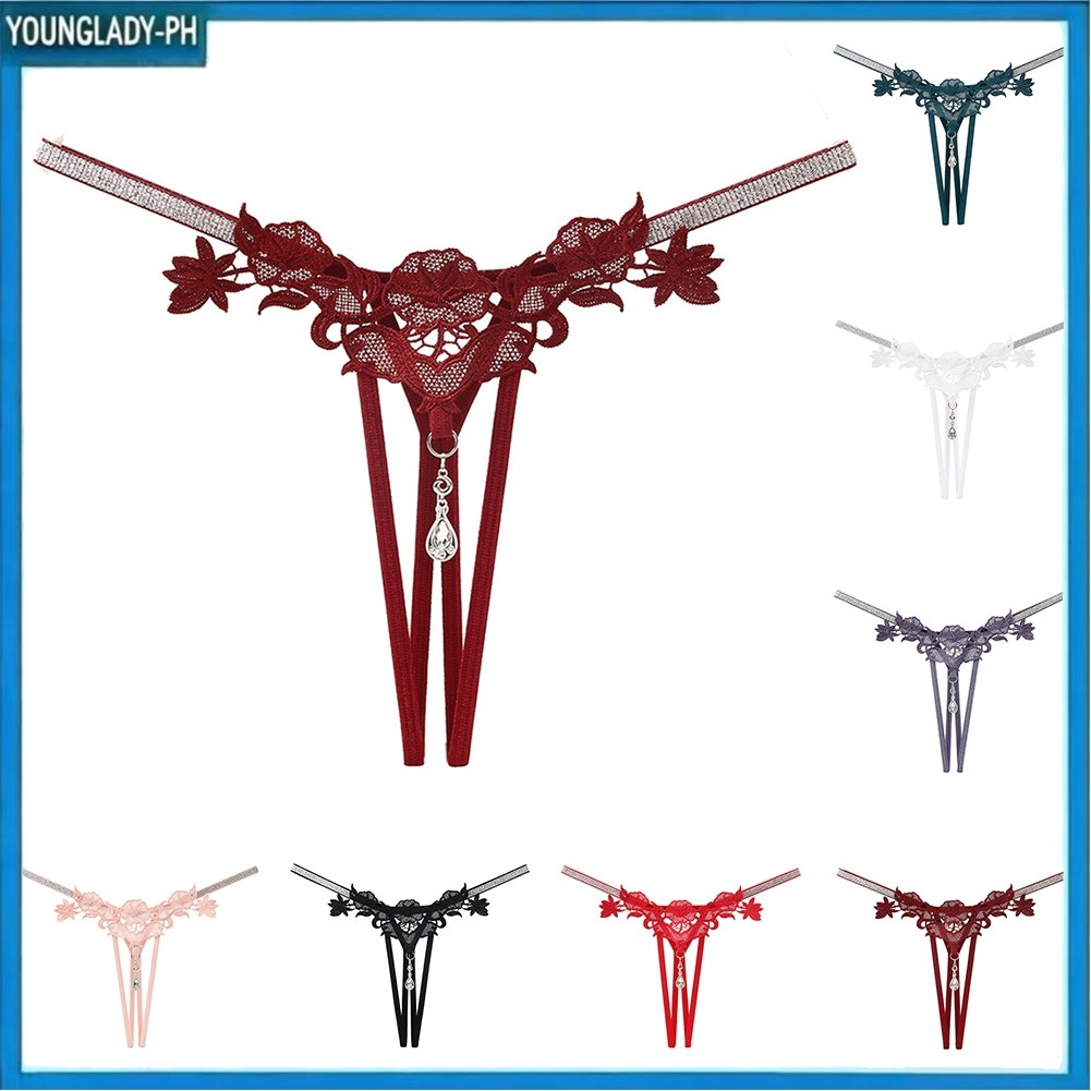 【You】 Sexy Women String Lace Underwear Pearls Panties G String T-back ...