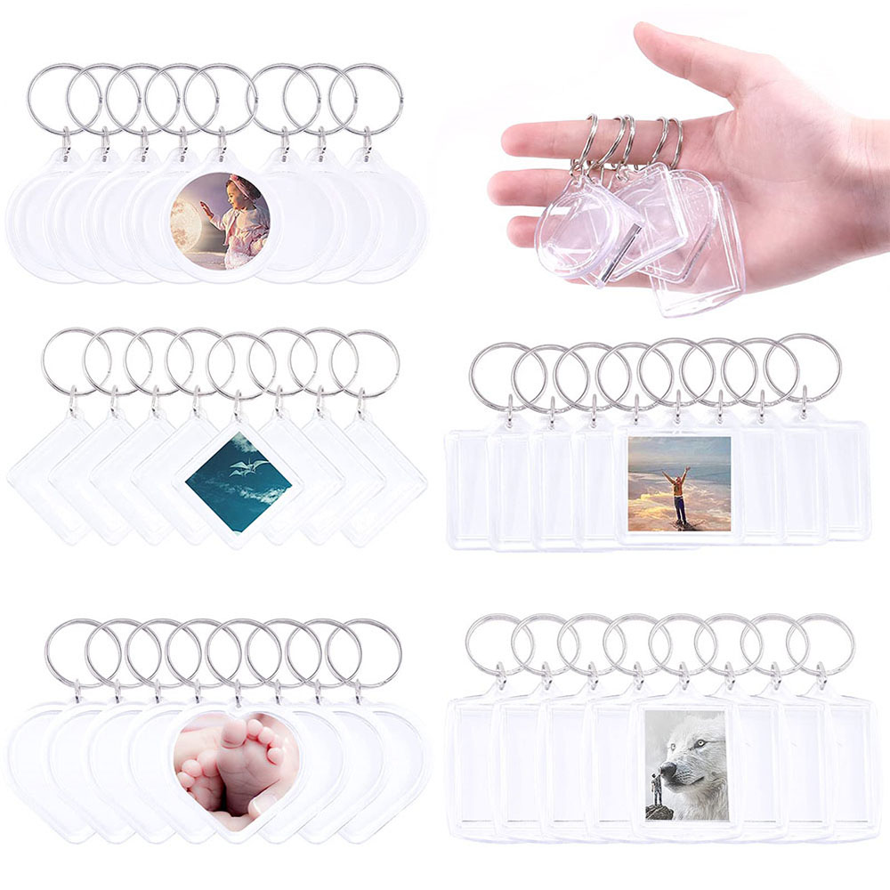 10pcs Keychain Acrylic Key Chain Key Ring Blank Keyrings Insert Photo ...