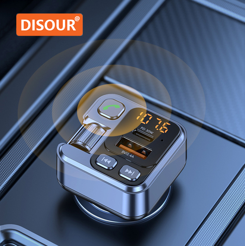 Car Charger FM Transmitter PD30W Fast Charge USB2.4A Charging with Microphone Support Call ...