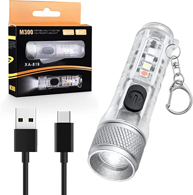 Mini Flashlight Rechargeable Multi-function Keychain Light IP66 Waterproof Fluorescent Magnetic ...