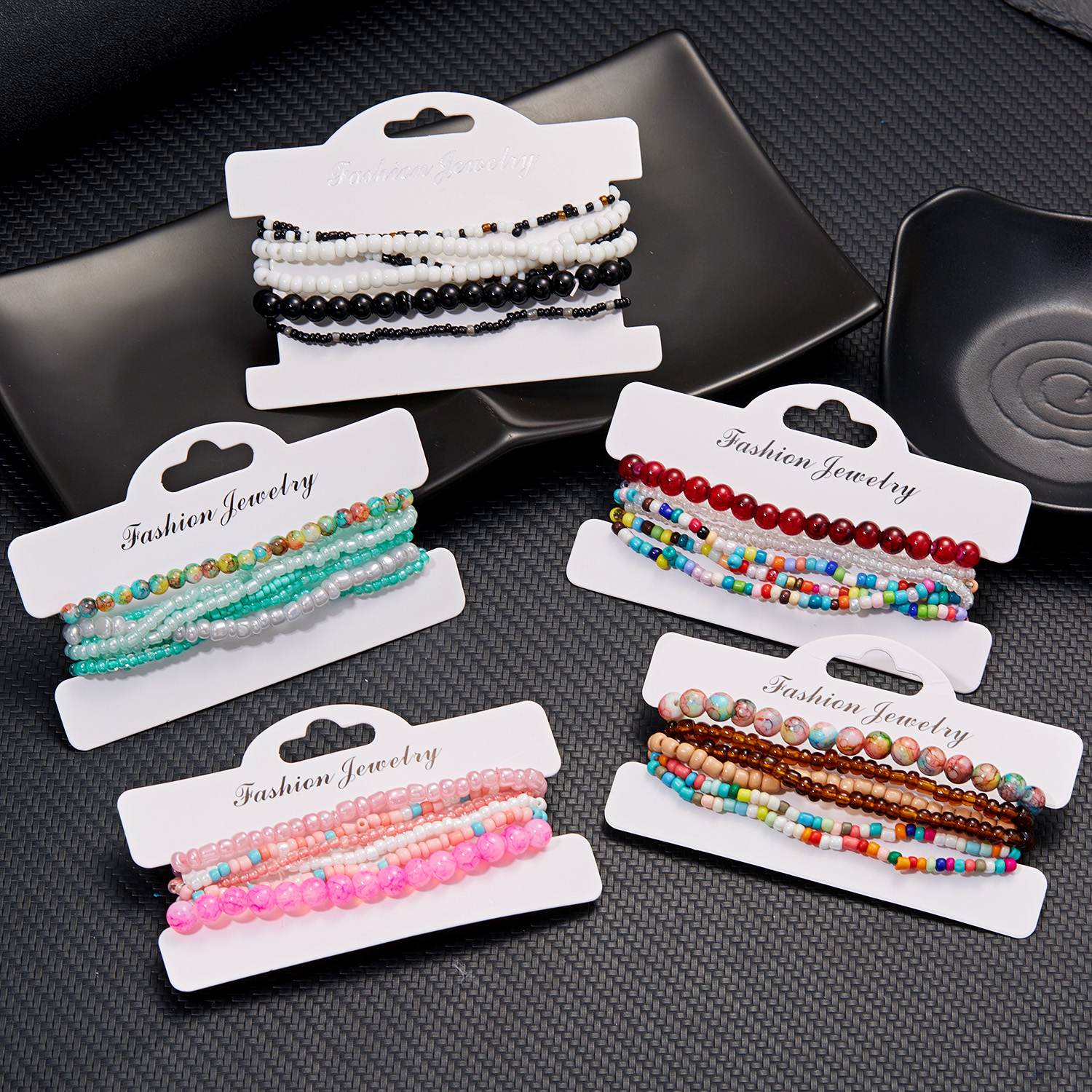 6Pcs Women's Boho Beaded Multilayer Bracelet Set Elastic Chain Jewelry ...