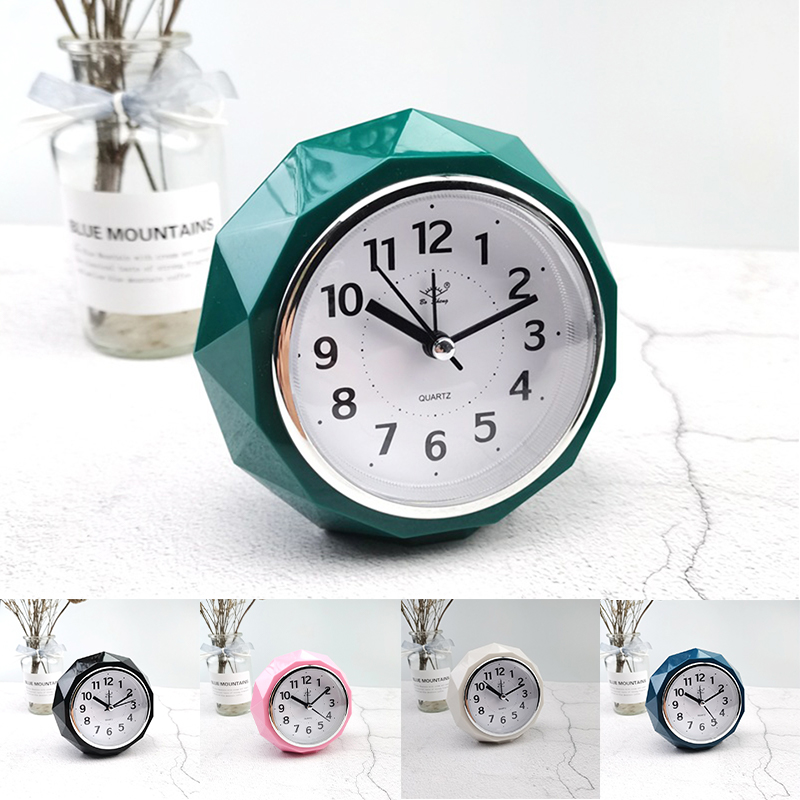 Round Alarm Clock Diamond-Shape Electronic Watch Small Mute Bedside ...
