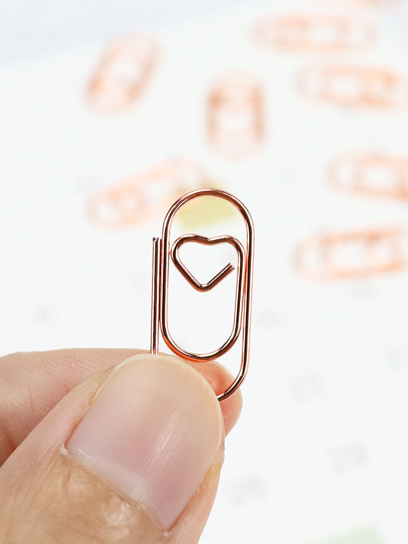 20 Creative Rose Gold Mini Love Heart Paper Clips, Stationery Bookmarks ...