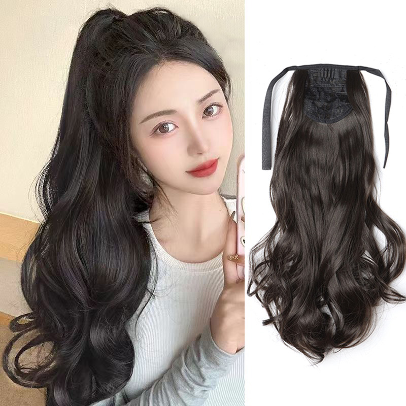 Long Hair Tail False Hair Wavy Curly Tie Ponytail Clip Hairpiece with ...