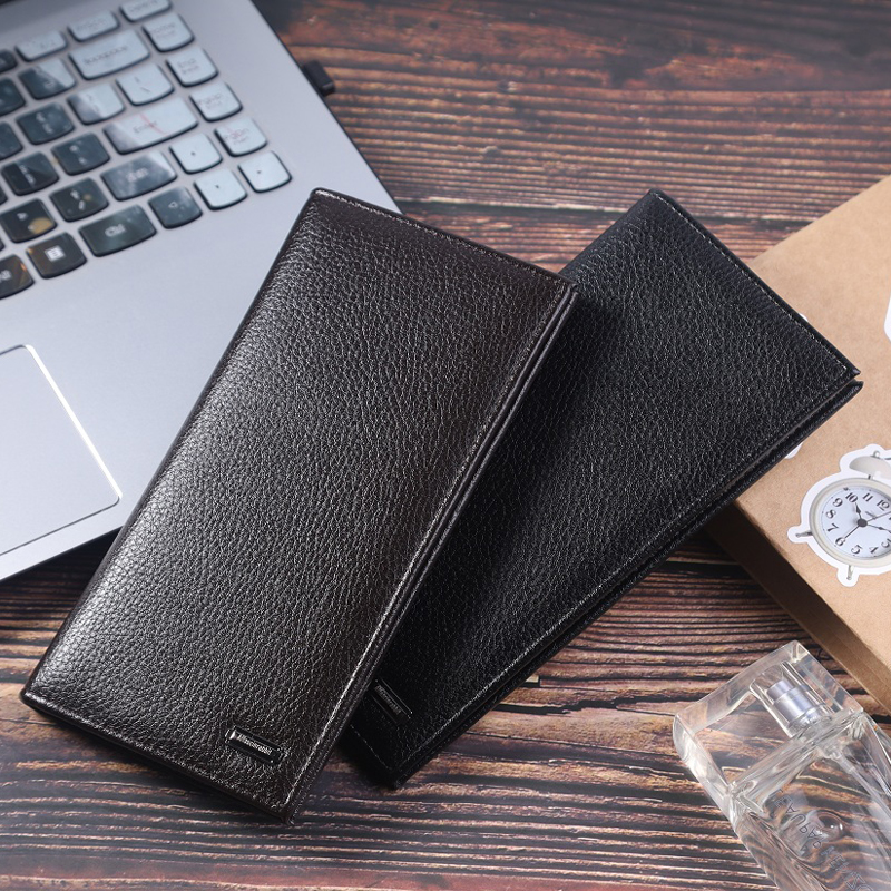 Men's Leather Black Wallet Carrying long-style Magnetic suction ...