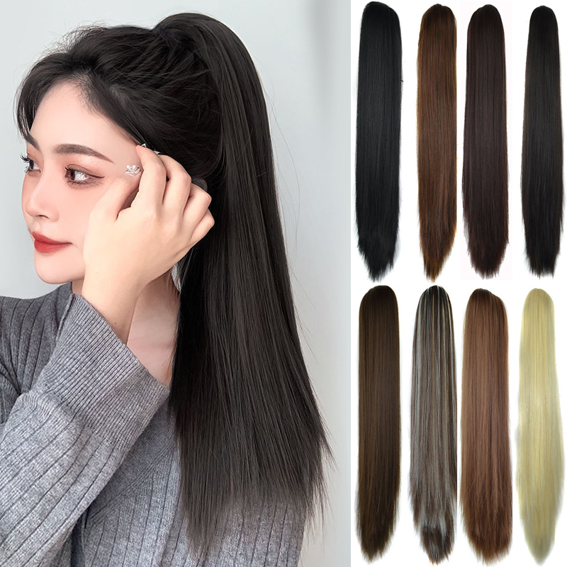 Synthetic Long Straight Hair Claw Clip On Ponytail Hair Extensions ... Synthetic Long Straight Hair Claw Clip On Ponytail Hair Extensions ...