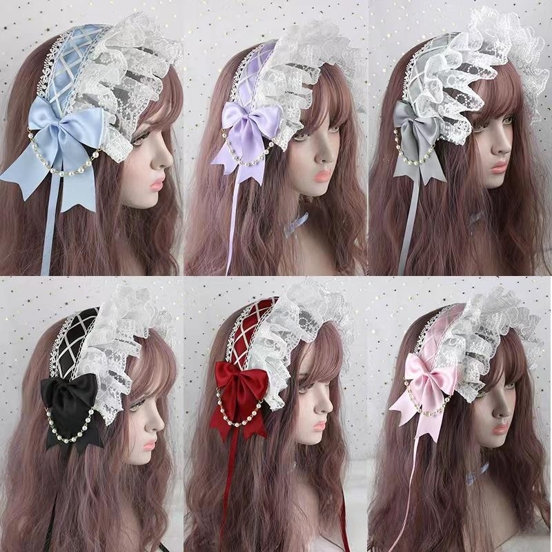 Anime Lolita Rabbit Ears Frilled Lace Hair Clip Headband Detachable ...