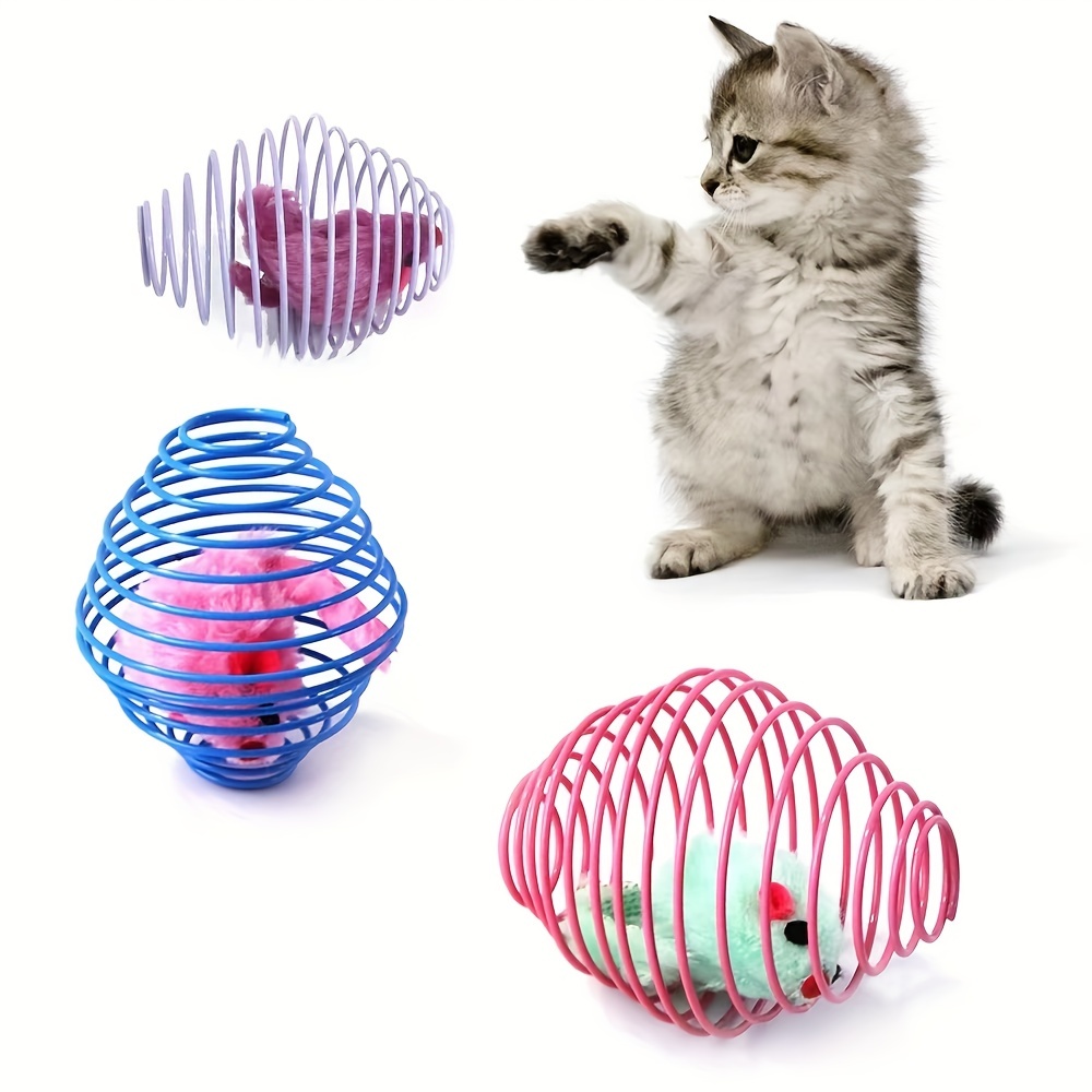 3Pcs Cat Spring Balls Stretchable Cat Springs Toys Interactive Cat Toy ...