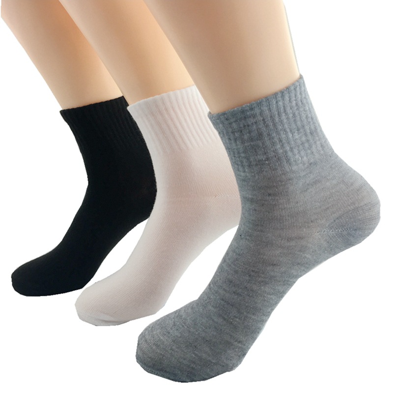 Solid Color Men's Socks Breathable Casual Cotton Socks Individually ...