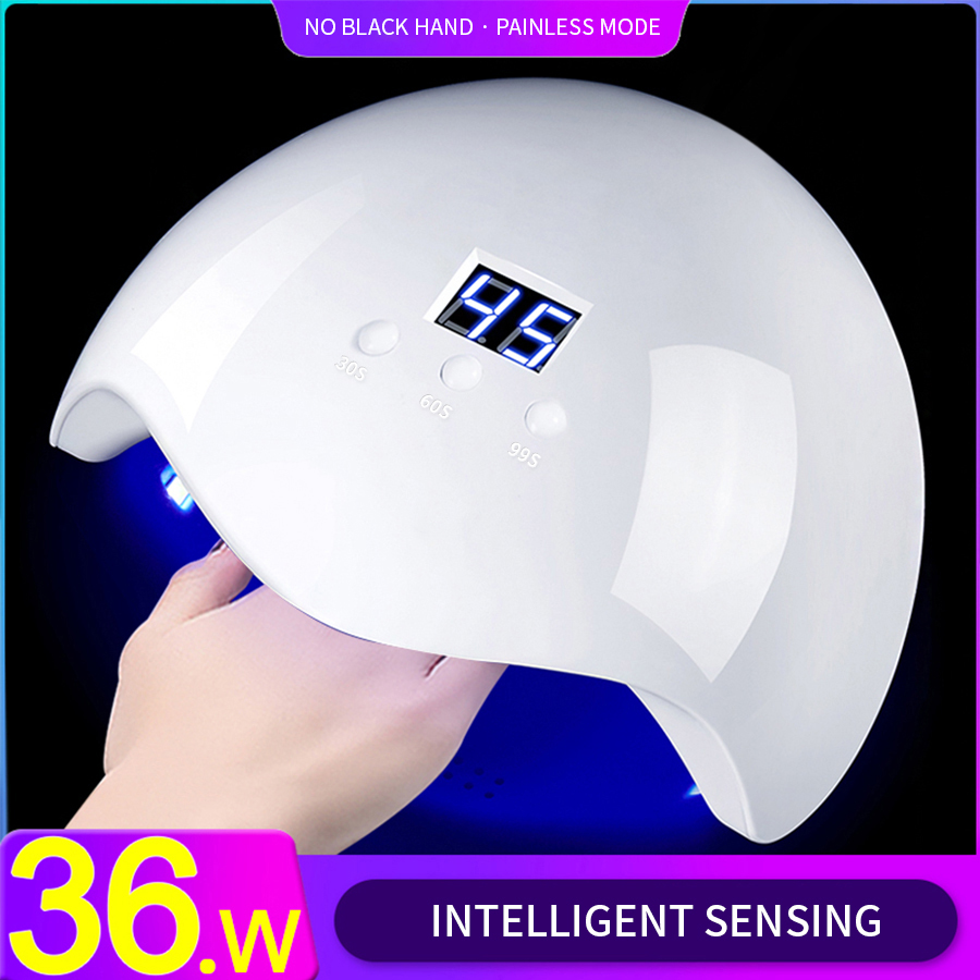 White UV LED Nail Lamp 36W, Professional Nail Dryer Gel Polish Light ...
