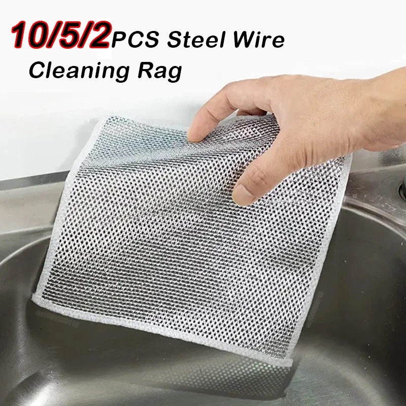 Kitchen Cleaning Cloth Reusable Steel Wire Cleaning Rag Non Stick Oil ...