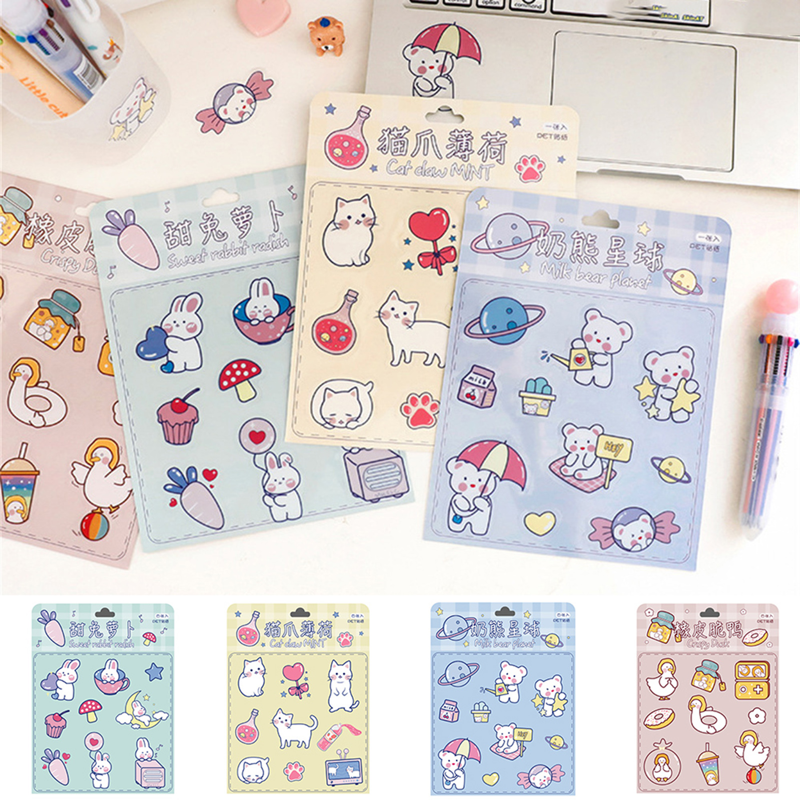 Lovely Animals Patterns Stickers Waterproof Smooth Surface Stickers for ...