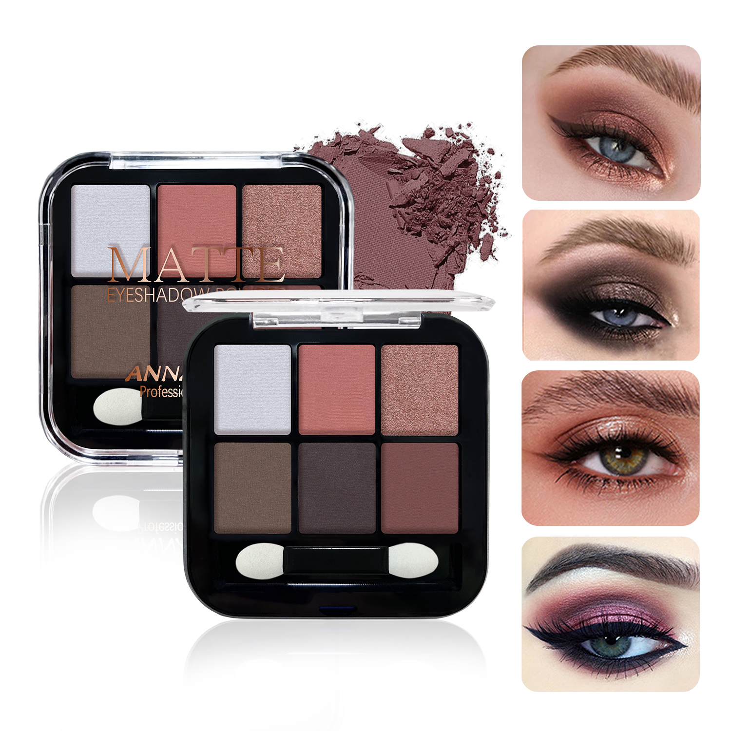 Six-color Eyeshadow Earth Color Smoky Makeup Pearlescent Matte Milk Tea ...